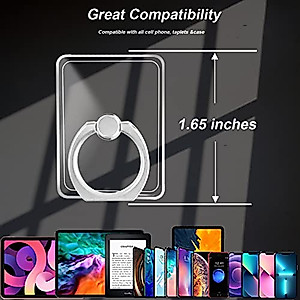 TACOMEGE Transparent Clear Phone Holder Ring Grips for iPhone Samsung Xiaomi, Finger Ring Stand for Smartphone Tablet Case Painting Pattern(Rectangle)
