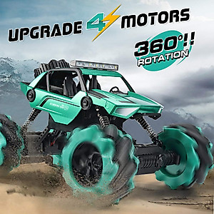 NQD Gesture Remote Control Car - 4WD Off-Road 1:14 Big Monster Stunt Car with 360° Spins All Terrain Hand Controlled Sensor Toy Cars with Lights Music for Kids Boys & Girls Birthday Gifts (BLUE)