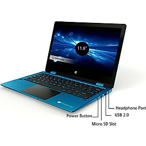 Gateway Newest Touchscreen 11.6 HD 2-in-1 Convertible Laptop in Blue Intel N4020 4GB RAM 64GB SSD Mini-HDMI Webcam Hugo Tech Mart Windows 11 S (Renewed)