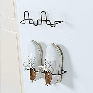 LOadSEcr Shoe Rack Organizer, Iron Adhesive Wall Mount Slippers Storage Shelf Shoes Rack Hanging Organizer for Bedroom, Dorm Room Black
