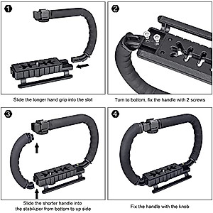 3-Shoe DSLR / Mirrorless/ Action Camera Camcorder Phone Stabilizer Expansion Cage Mount Moviemaking Holder Rig YouTube Tiktok Vlogging Video Kit Compatible with GoPro Canon Nikon Sony iPhone Android