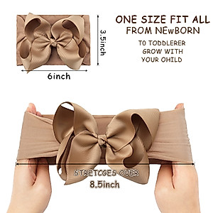 Ayesha Baby Headbands with Soft Nylon Hairbands and Hair Bows for Newborn, Toddler, and Baby Girls (12 Pack)