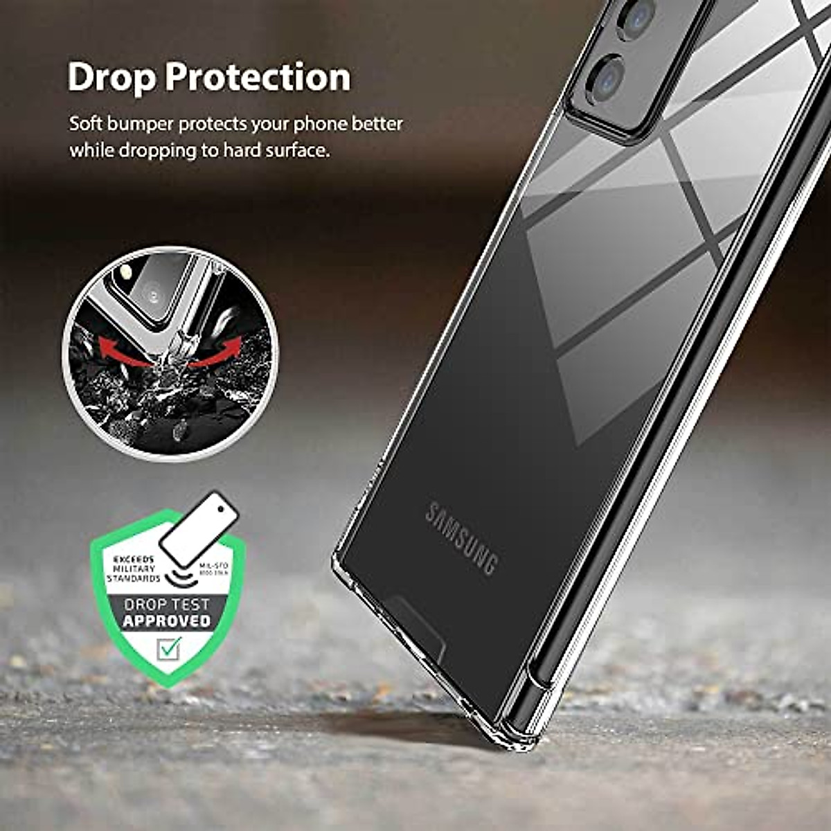 KIOMY Crystal Clear Case for Samsung Galaxy Note 20 5G Hybrid Design [Hard PC Back] with Flexible TPU Frame Shockproof Bumper Protective Transparent Cell Phone Back Cover Slim Fit Enhanced Corners