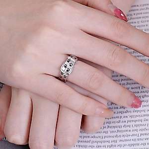 AILIN Dog Paw Rings For Women In 925 Sterling Silver Personalized Name And Inside Engraving Memorial Jewelry Gifts For Women Men Pet Lovers