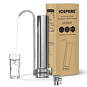 ICEPURE ICP-CFS-01 Countertop Faucet Water Filter System, 5-Stage Stainless Steel | Easy Install | 8000 Gallons Capacity | Reduces Heavy Metals, Up to 99% of Chlorine | Includes 1 Filter