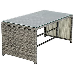 Sunnydaze Longford Outdoor Patio Sectional Sofa Set - Backyard Resin Rattan Chaise Lounge Furniture with Coffee Table and Thick Cushions - Conversation Set - Charcoal Cushions