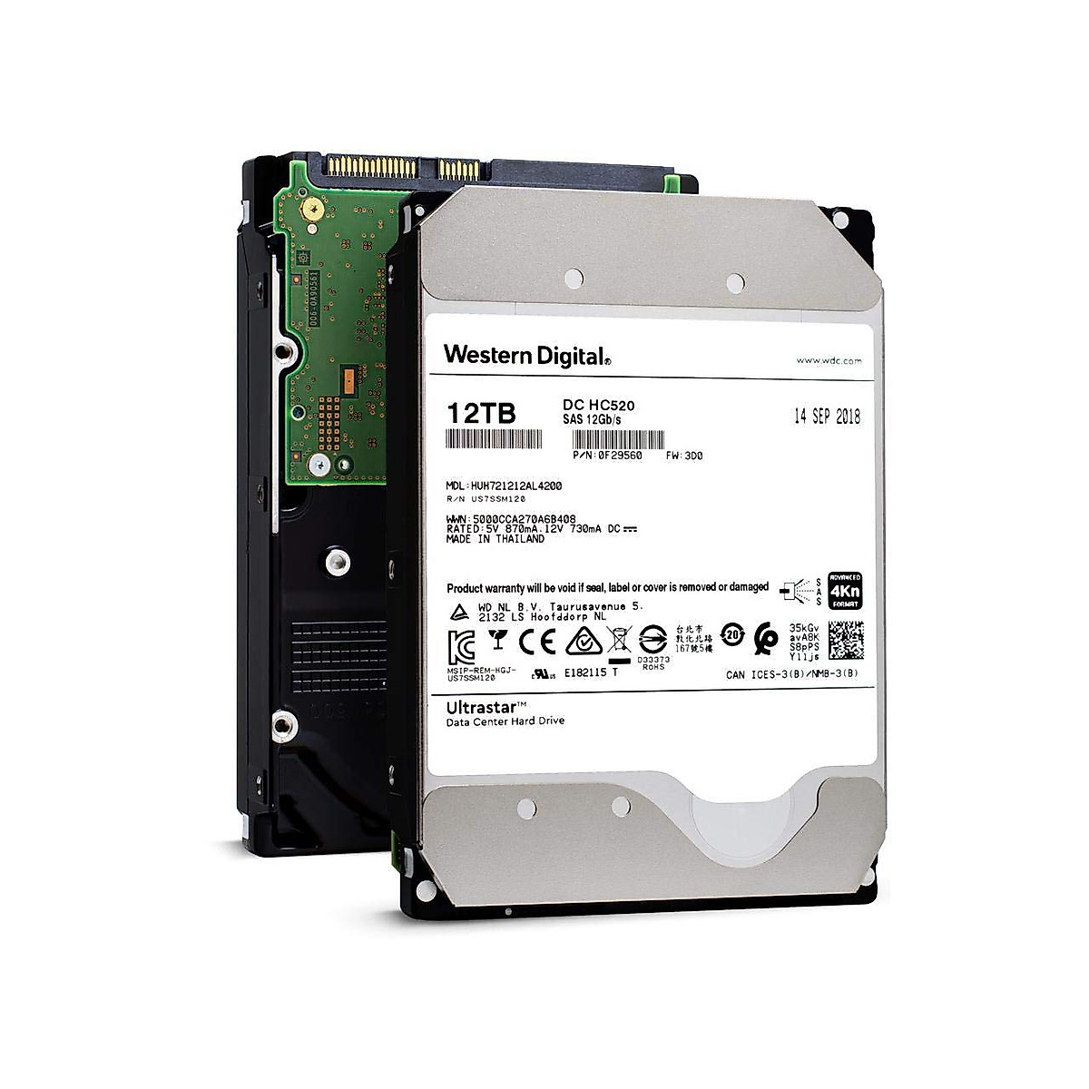 HGST WD Ultrastar DC HC520 HUH721212AL4200 12TB HDD 7200 RPM SAS 12Gb/s Interface 4Kn ISE 3.5-Inch Helium Data Center Enterprise Internal Hard Disk Drive, Model: 0F29560