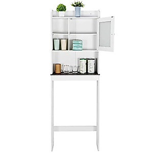 ZENY Over The Toilet Storage Organizer and Freestanding Cabinet with Adjustable Shelf & Storage Rack, Bathroom Space Saver Toilet Storage Cabinet, White