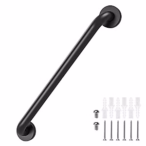 16 Inch Grab Bars for Bathtubs and Showers Black, Safety Shower Grab Bars for Seniors Elderly Handicapped, Handicap Grab Bars for Shower with Concealed Screws, Tesuchan