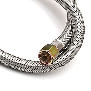 MENSI Propane Grill Y-Splitter Extension Adapter Braided Hose Length 15" with 3/8" Flare Connection