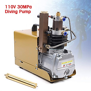 CNCEST 110v High Voltage Electric Pcp Air Compressor, Submersible Pump 30mpa 4500psi Scuba Submersible Pump Water Cooling
