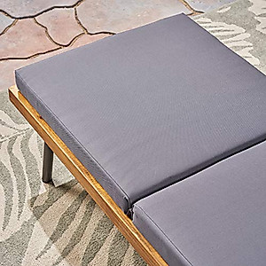 Christopher Knight Home Lilith Outdoor Chaise Lounge, Teak Finish + Rustic Metal + Dark Gray