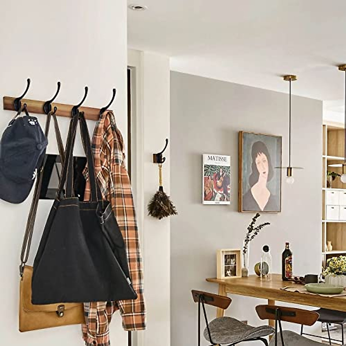 10 Pack Black Wall Hooks for Hanging, Metal Coat Hooks Wall Mounted Cubicle Accessories, Retro Double Hooks Heavy Duty Door Hanger for Towel, Hat, Key, Closet, Bag