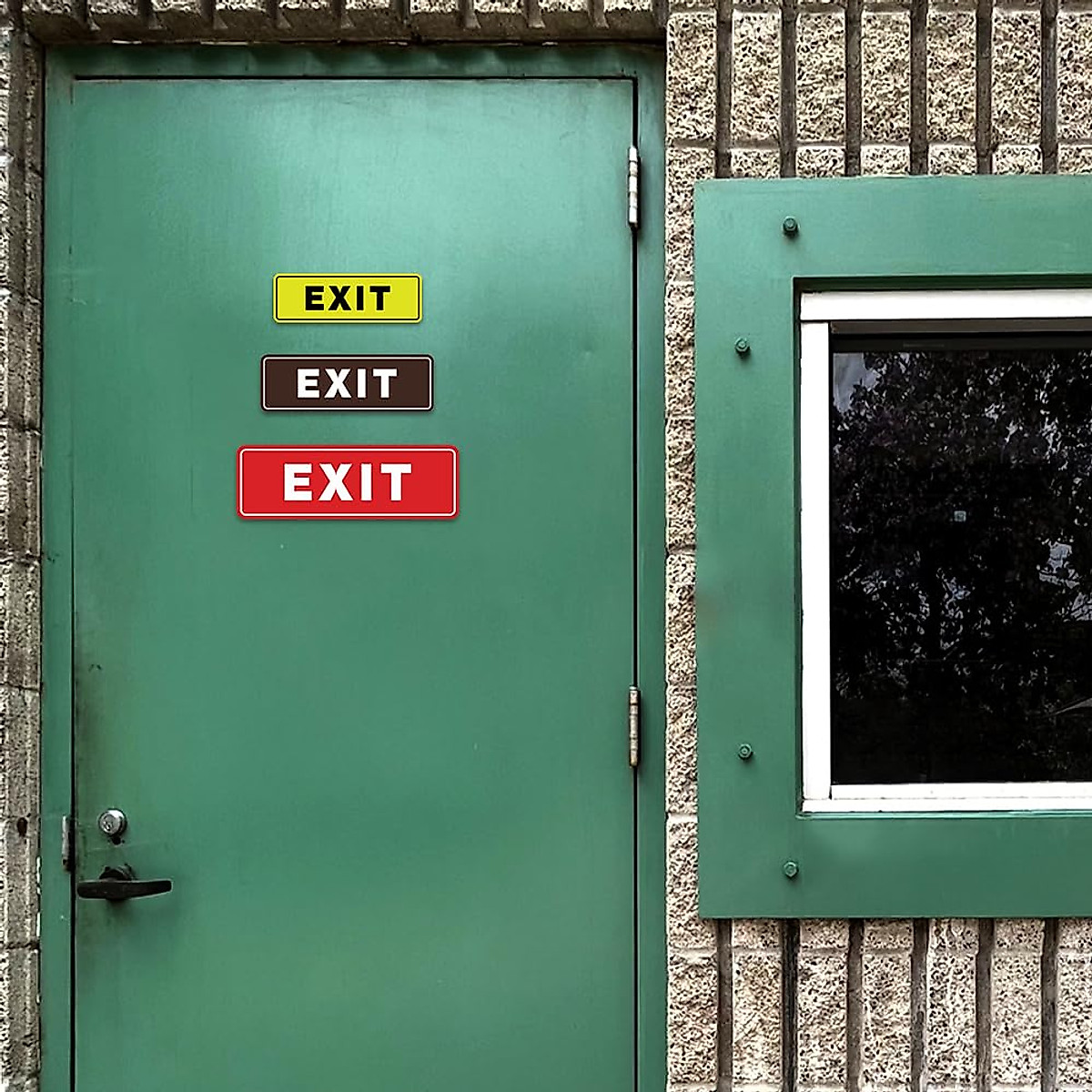 All Quality Standard Exit Wall or Door Sign | Durable Plastic and Easy Installation | Double-Sided Foam Adhesive Tape - Silver - Medium (1 Pack)