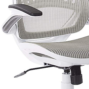 Office Star Ventilated Manager's Office Desk Chair with Breathable Mesh Seat and Back, White Base, White