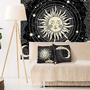 vineland Pack of 2 Throw Pillow Covers Decorative Pillow Cases for Sofa Couch Bed, Sun and Moon,Double-Sided Printing 18x18 Inches