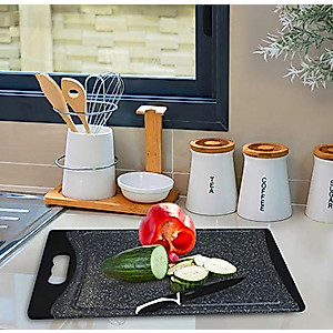 CHEF GRIDS Durable Plastic Cutting Board Set, Chopping Board Thick Plastic, for Vegetable Meat or Cheese with Non-Slip Feet and Handles with Juice Groove (Black)