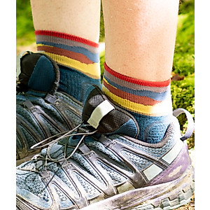 Farm to Feet Max Patch Light Cushion Technical 1/4 Crew Merino Wool Socks (Medium, Denim Blue Heather)