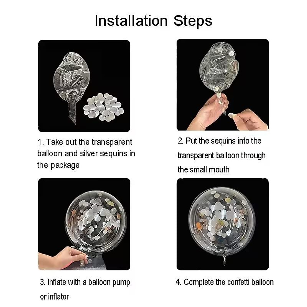 LyzzGlobo Starburst Black and White Balloon Garland Kit, Silver and Confetti Aluminum Film Balloons Arch Kit for Birthday Wedding Anniversary Party Supplies