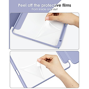 DTTOCASE for iPad Pro 11 Inch 4th/3rd/2nd/1st Generation Case, iPad Air 11-inch / 5th / 4th Generation Case with Clear Back,Pencil Holder,Auto Sleep/Wake,Camera Protection,Blue Purple