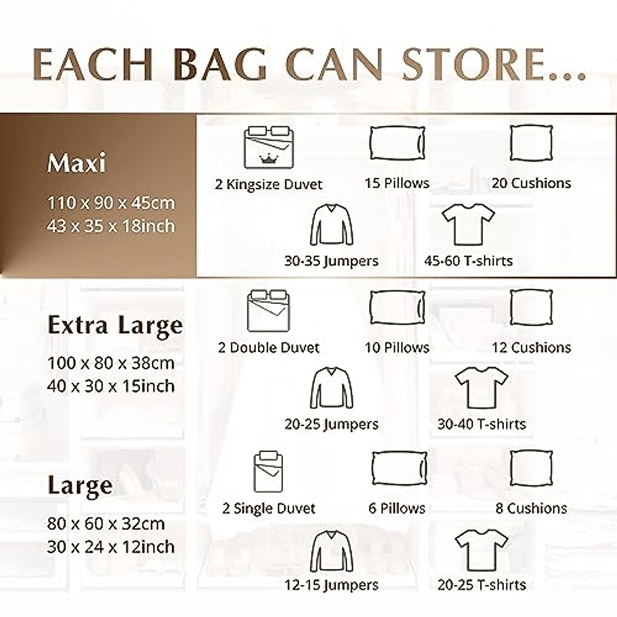 GENIE SPACE - Incredibly Strong Premium Cube Space Saving Vacuum Bags | 2 x MAXI (43x35x18in) | Airtight & Reusable | Create 80% more space | For Clothes, Towels, Bedding, Duvets and more..