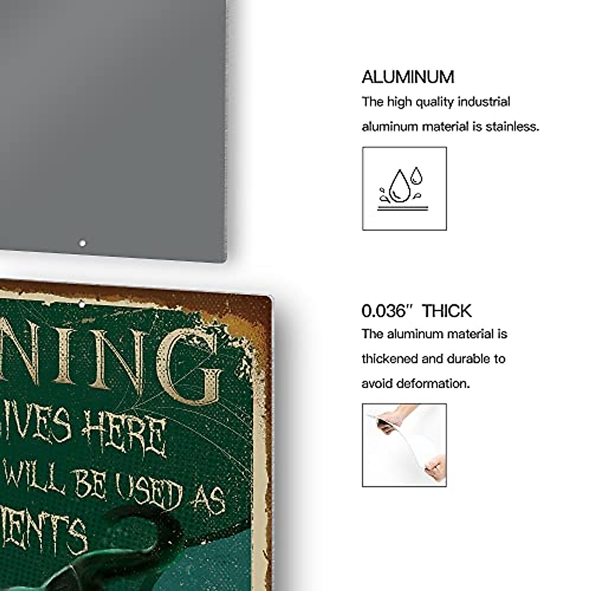 Putuo Decor Halloween Sign, Funny Black Cat Wall Art Decor for Home, 12x8 Inches Aluminum Metal Sign - Warning A Witch Lives Here All Trespassers Will Be Used As Ingredients in The Brew