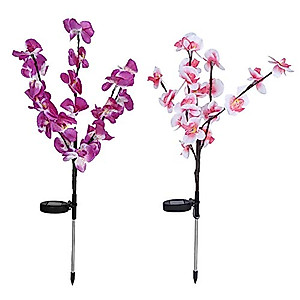 Asixxsix Solar Pathway Light, 2Pcs/Set Elegant LED Garden Light, Delicate for Wedding Festival Decor Outdoor Home Garden Courtyard Lawn Decoration