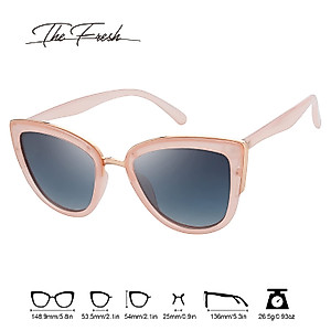 The Fresh Polarized Cat Eye Designer Retro Vintage Sunglasses FR17264P (Pink Orange, Grey Gradient)