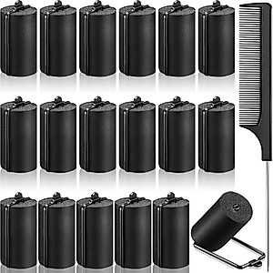 Syhood 18 Pcs Satin Rollers for Black Hair Foam Sponge Rollers Black Silk Satin Wrapped Hair Curlers for Hairdressing Styling(1.42 Inch)