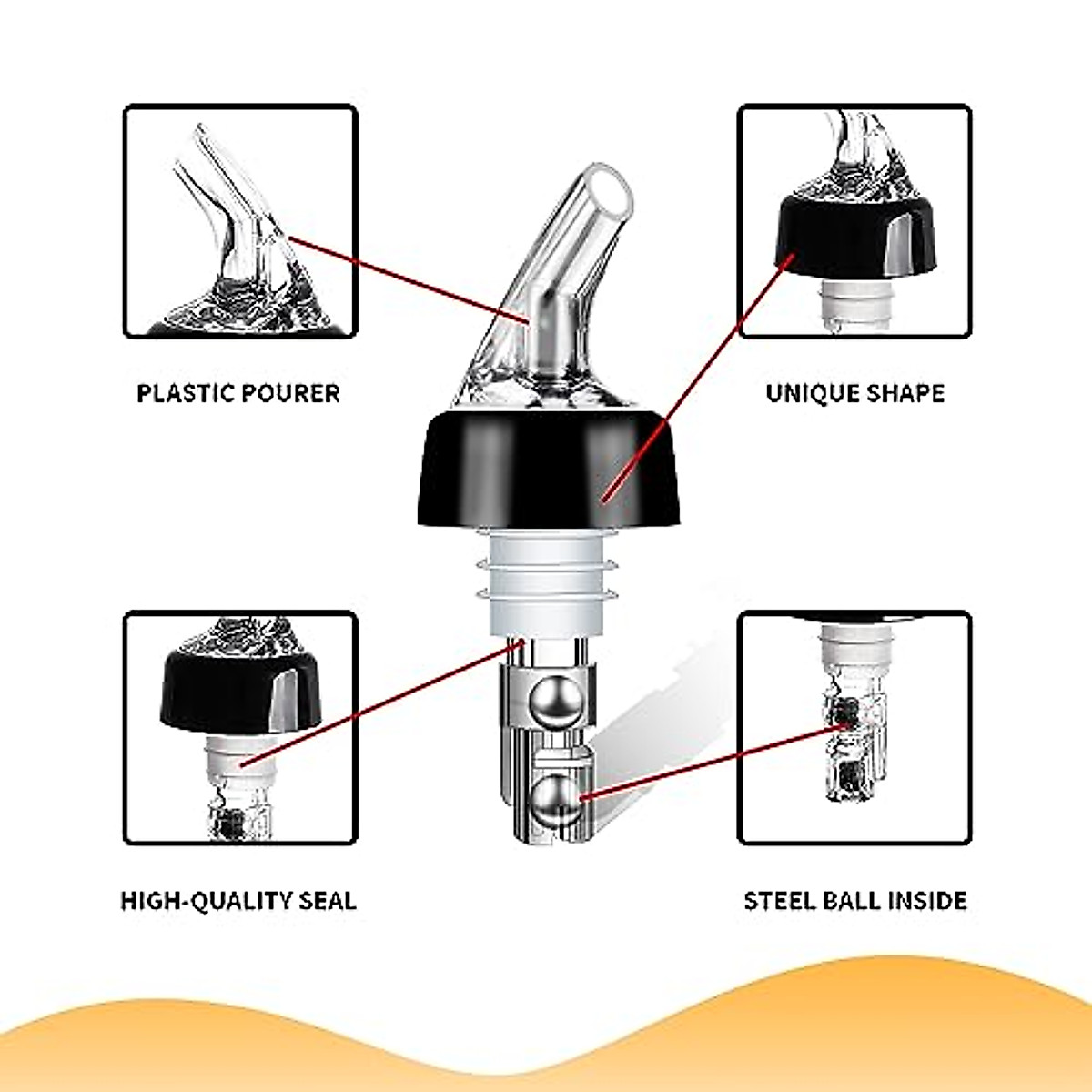 Bottle Pourers 2Pack for Alcohol Automatic Measured Bottle Pourer Wine Pourers 1oz Dispenser Bartender Quick Shot Spirit Drinks Wine Cocktail Home Bar Tools