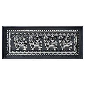 HF by LT Llama Design Deluxe Rubber Boot-Tray, 34 x 14 inches, Heavy Duty Vulcanized Rubber Design, One-Piece Seamless Construction, Year Round Use Indoors or Outdoors, Black with Silver Accents