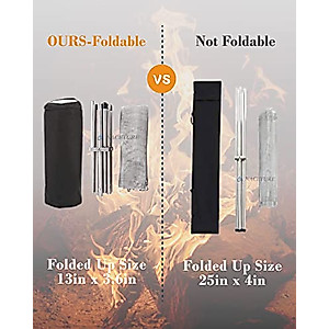 NACETURE 22 Inch Portable Outdoor Fire Pit - Portable Fire Pit Collapsing Stainless Steel Mesh Fireplace Foldable - Camping Gear for Patio, Backyard and Garden add 5 Pack Roasting Sticks