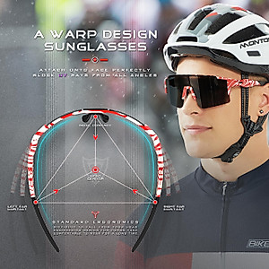 ATTCL Bike Sunglasses, Cycling Polarized Sunglasses for Women and Men, UV Protection Big Frame Red+zebra+black 550