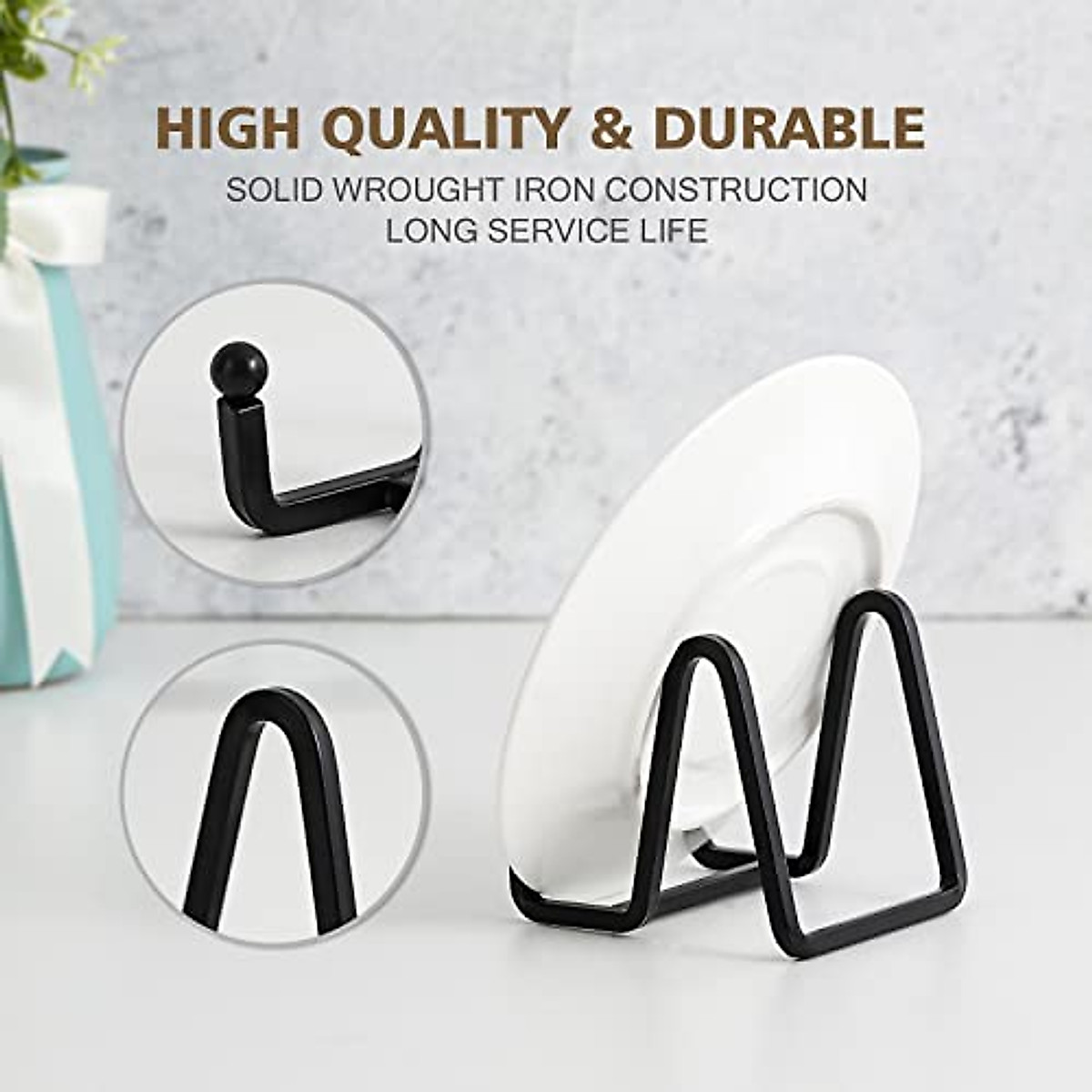 Plate Holder Easel Display Stand - 3 inch Metal Plate Stands for Display - Tabletop Picture Stand - Black Iron Easels for Display Pictures | Photo Frames | Book | Decorative Plates | Plaque - 1 Pack