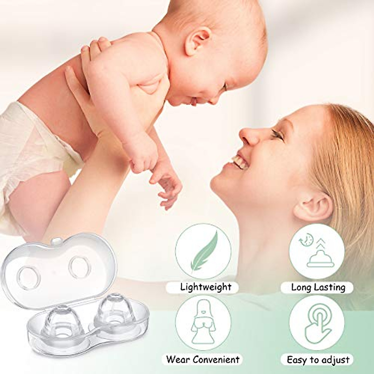 3 Pairs Silicone Nipple Suckers with Travel Case Nipple Pullers Nipple Everters for Inverted, Flat and Small Nipples Breastfeeding
