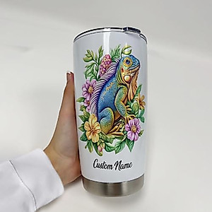 Green Iguana Gifts, Green Iguana Animal’s Name – Custom Cup for Animal Lovers, Gift for Women, Men, Boys, Girls, Gift for Birthdays & Christmas, 20oz Steel Coffee Cup fleGEt