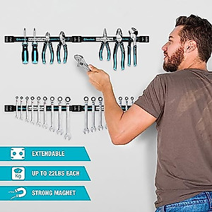 DURATECH 4 Pack 12" Magnetic Tool Holder Strip, Heavy Duty Magnetic Tool Bar, Magnetic Space Saving Tool Organizer with Mounting Screws for Garage, Workshop, Kitchen
