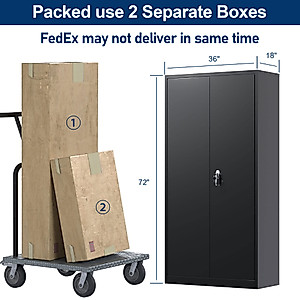 Aobabo Metal Garage Storage Cabinet , 72"Hx 18"D x 36"W Lockable Steel Storage Cabinet with 2 Doors and 4 Adjustable Shelves,Black Steel Cabinet for Garage Office School Home Storage,Assembly Required