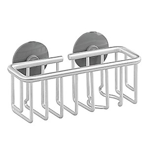 iDesign InterDesign Metro Rustproof Aluminum Gel Suction Sponge Organizer Caddy for Kitchen Sink-Brushed, 16.4 x 6.8 x 13.8 cm, 4 Piece