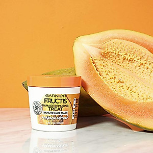 Garnier Fructis Damage Repairing Treat 1 Minute Hair Mask with Papaya Extract for Shine and Scalp Health, 3.4 Fl Oz (Pack of 1)