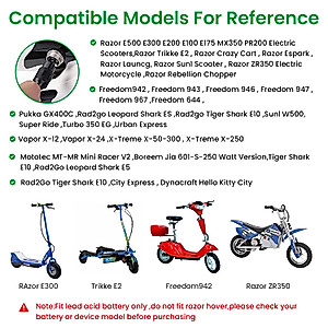 Auspow 24V Power Supply for Razor MX350, Dirt Quad, Pocket Mod, E200, E300, PR200, E100, E500, and Sports Mod, 3-Prong 24V 1.5A Adapter Power Cord Replacement for Part# W13112099014