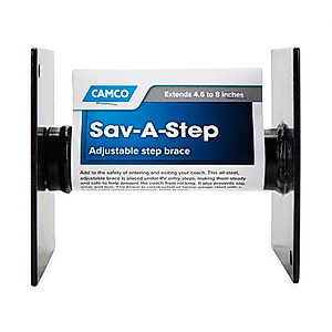 Camco RV Save-A-Step Brace | Stabilizes RV Steps and Helps Stop RV Movement | Protects RV Steps from Sag and Wear | Adjusts from 4-5/8"-8" , (43681)