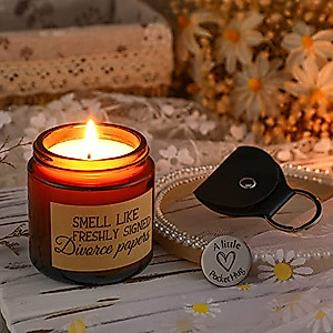 Coume 3 Pcs Divorce Lavender Scented Candle Gifts for Women Funny Candles Pocket Hug Token and PU Leather Keychain Breaking up Friends Sister Coworker Men Female