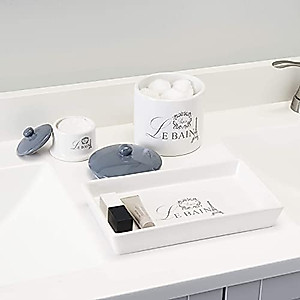 Home Basics, White Le Bain Paris 2 Piece Canister Set with Coordinating Ceramic Vanity Tray