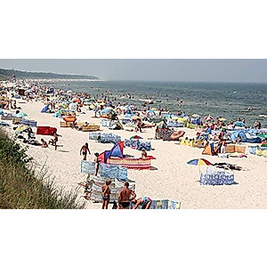 13 ft Beach Windscreen Privacy Windbreak with a Bag and Mallet Made in Europe (Blue/White Stripes)