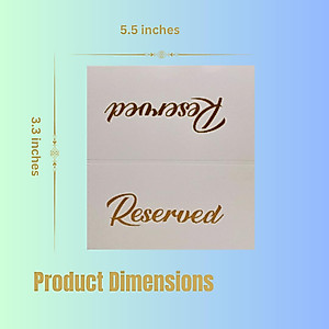 25 Pack Gold Reserved Table Cards for Wedding with Gold Foiled Letters- Seating Signs for Chairs Church Pews Double Sided Signs Tent Reservation Cards Celebration Accessories (Set of 25, White)