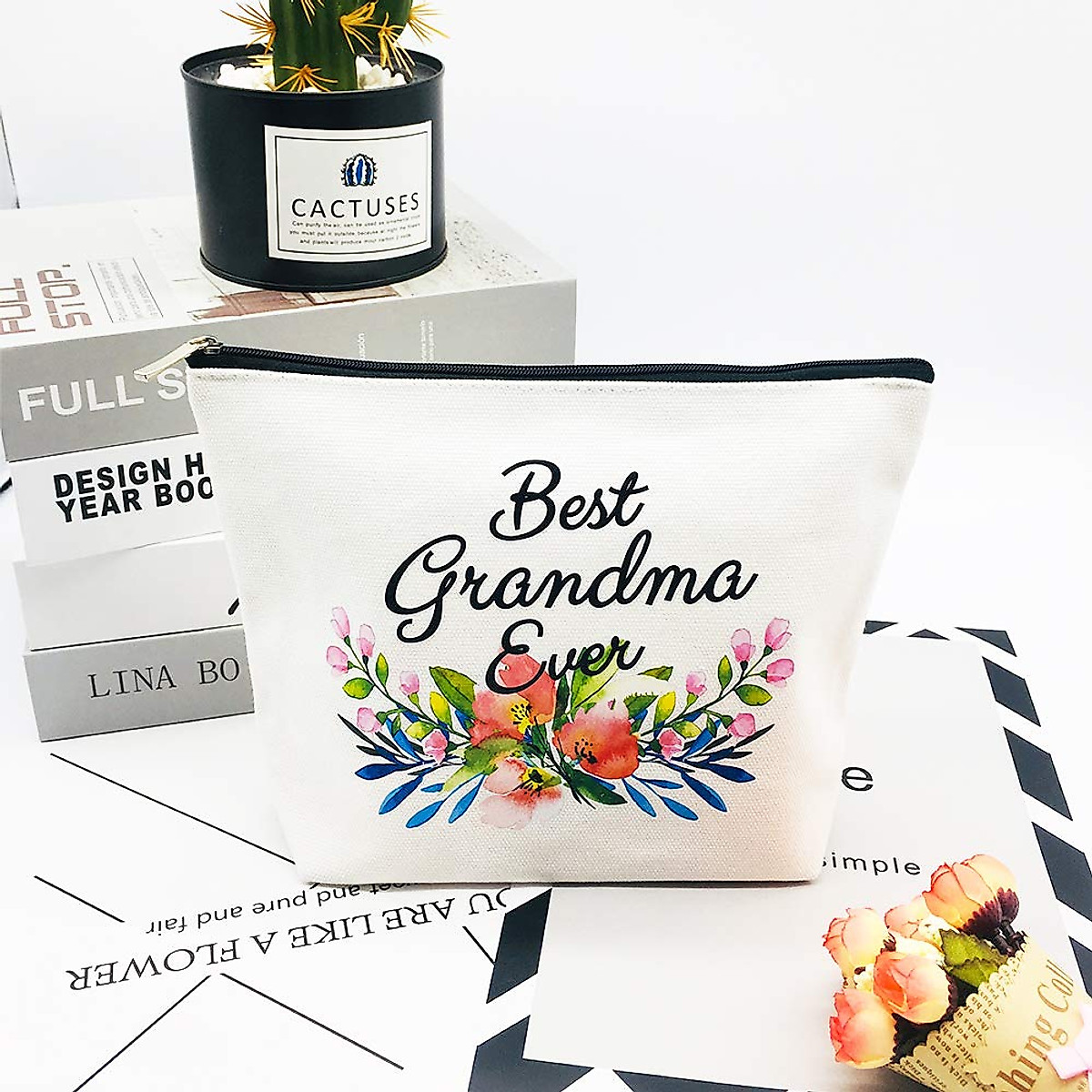 Charmoly Grandma Gifts Best Grandma Ever Makeup Bag Mother's Day Gifts Grandmother Birthday Gifts Nana Gift for Mom from Granddaughter