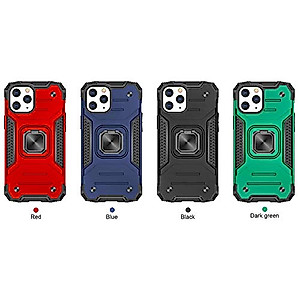 iPhone 12 Pro Military Style Armor Case with Rotating Ring Holder, Kickstand and Metal Stand for Magnetic Car Mount