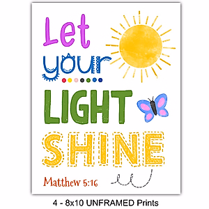 Bible Verse Wall Art - Scripture Wall Art - Christian Wall Art for Kids, Boys, Girls Bedroom - Religious Gifts for Kids - Aesthetic Wall Collage Kit - God Wall Decor - Positive Inspirational Quotes