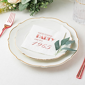 Crisky 60th Birthday Cocktail Napkins Rose Gold for Women 60th Birthday Party Decorations for Cake Dessert Berverage Table, 60th Birthday Party Supplies,50 Pcs Disposable Napkins, 3-Ply